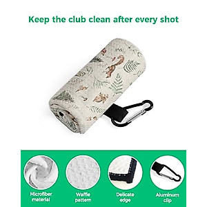 Golf Towel Christmas Elk Owl Rabbit Squirrel Fox,Waffle Pattern Microfiber Club Cleaner Golf Towels with Carabiner Clip for Women Men Dad,Xmas Tree Retro Linen Golf Towel for Golf Bags,24x16in