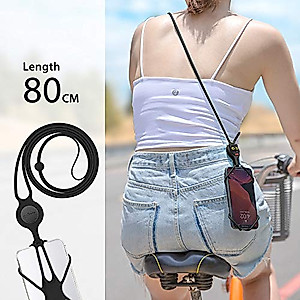 Bone】 Crossbody Lanyard Phone Tie 2, Universal Crossbody Phone Lanyard Anti-Lost Phone Holder for iPhone 13 12 11 Pro Max Mini, Adjustable iPhone Lanyard Fits Most Phones from 4-6.7" - Black