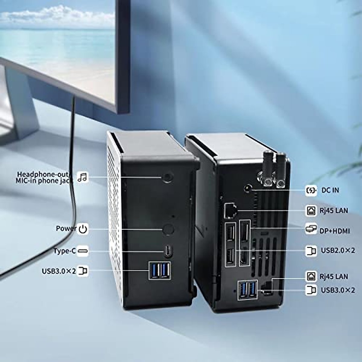 Mini Desktop Computer 9880H i9 Mini PC Windows 11 2*Gigabit Ethernet 16GB RAM 512GB NVME SSD Micro PC with UHD Graphics 630 Support 4K Dual Display WiFi BT4.2 Virtualization Technology UEFI Boot