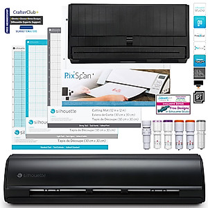 Silhouette Cameo 5 Bundle - Mats and Blades - 4 Cutting Mats Including The PixScan Mat, 5 Different Cutting Blades, Silhouette Studio and Roll Feeder (Matte Black)