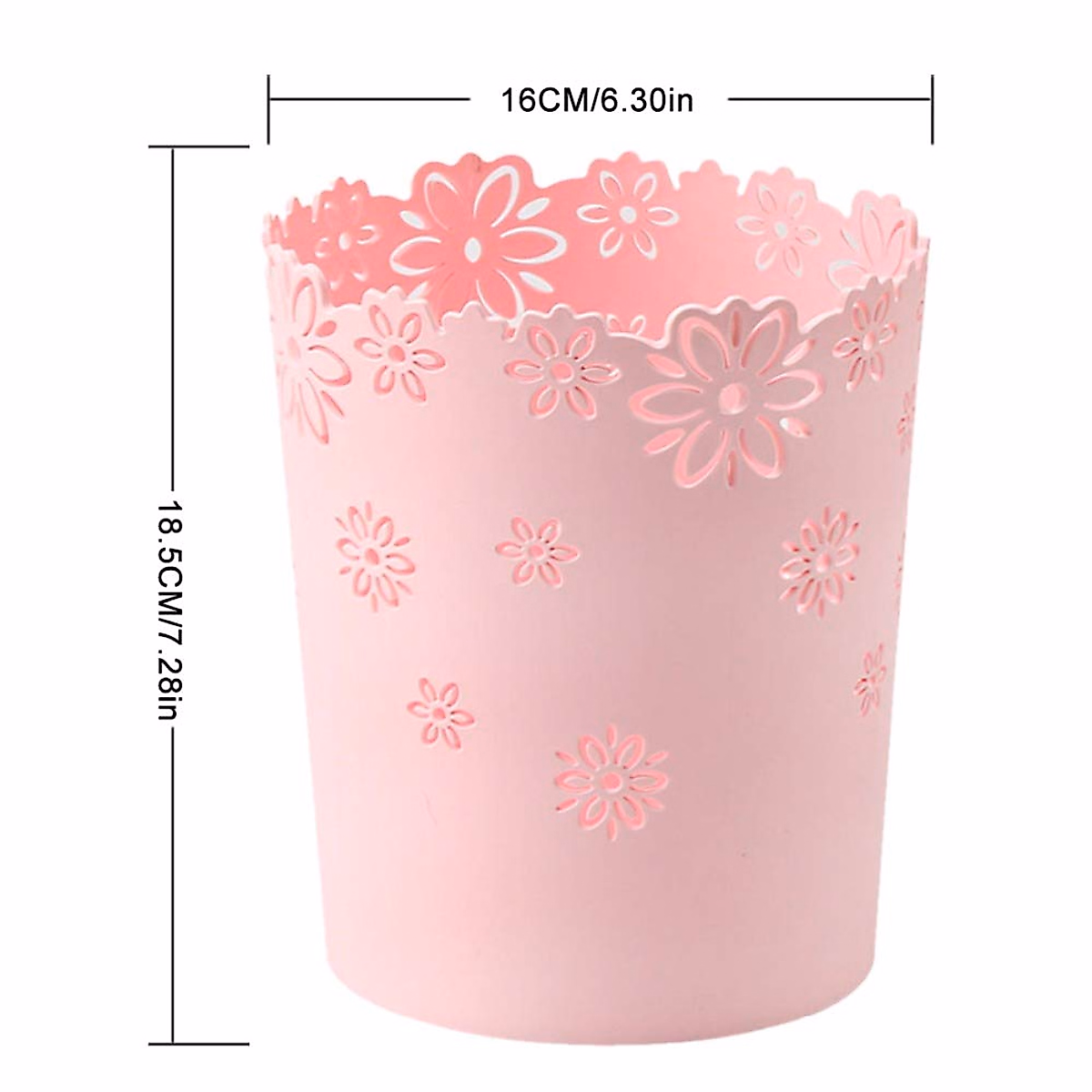 Emivery Hollow Flower Shape Plastic Lidless Wastepaper Baskets,Creative Trash Can,Wastebasket (Pink-Mini)