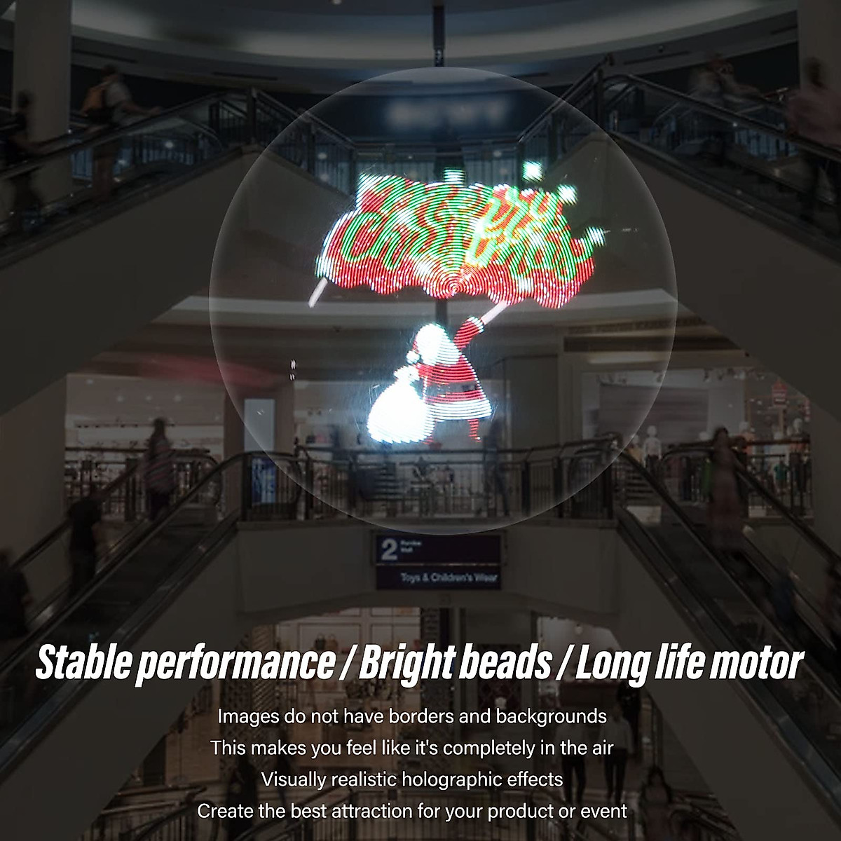 Heayzoki 3D Hologram Fan with HD Protective Cover, 4 Leaves WiFi 3D Hologram Projector Advertising Machine, for Business Store Bar Party Halloween Cinema