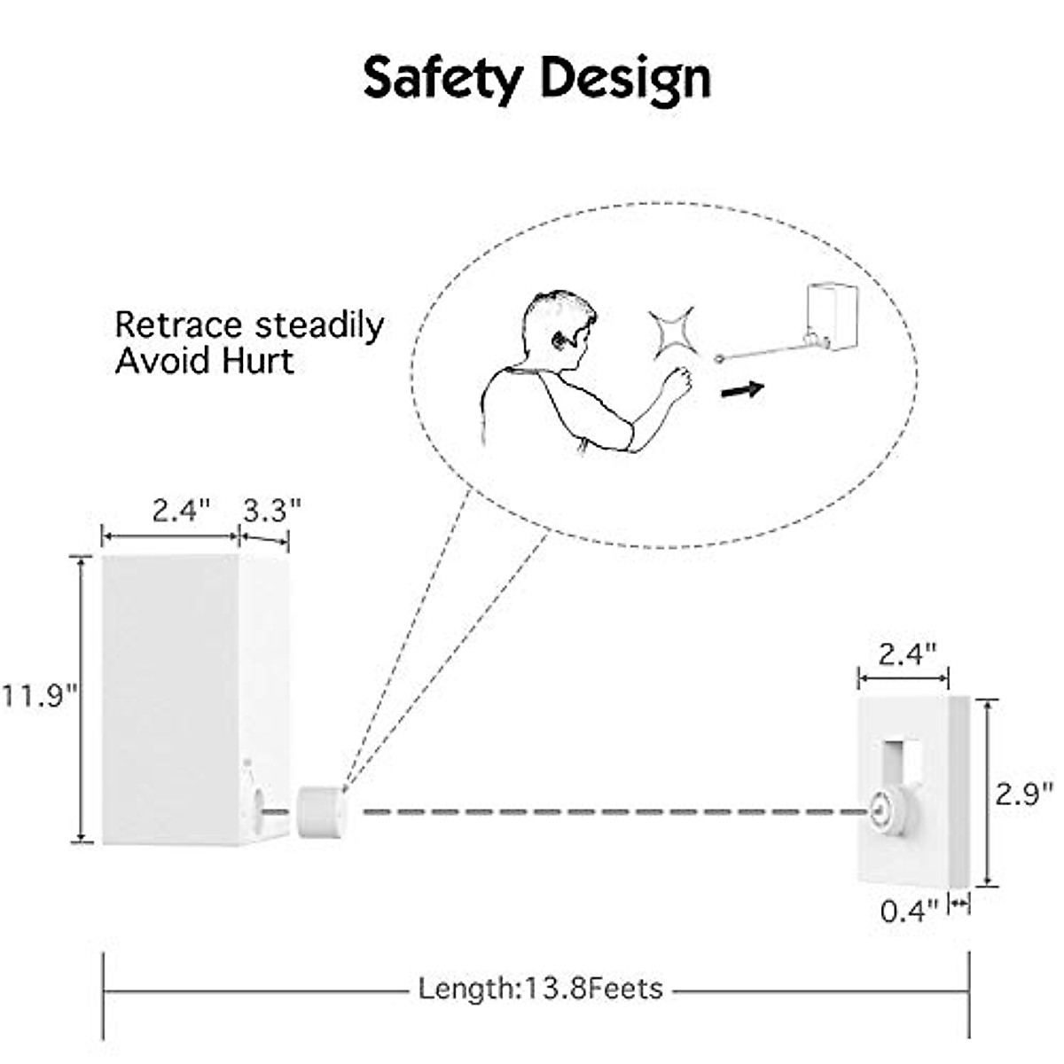 TeeGoo Retractable Clothesline 13.8 Feets Indoor Outdoor Clothing Rope Balcony Laundry Rack Clothes Hanger No Drilling/Wall Mounted Dryer Heavy Duty Stainless Steel Clothesline Rope(Silver)