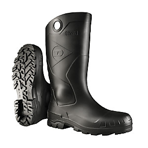 DUNLOP Protective Footwear, Chesapeake Steel Toe, 100% Waterproof, Lightweight, Industrial and Construction PVC Boots, Slip Resistant, 8677677.09, Size 9 US, Black