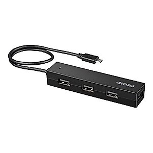 Buffalo BSH4UMB05BK USB 2.0 4-Port Hub for Tablets and Smartphones, Black