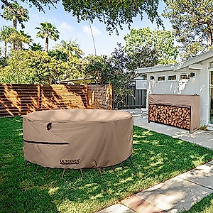 ULTCOVER Round Patio Furniture Cover - Outdoor Waterproof Table with Chair Set Cover 108 inch