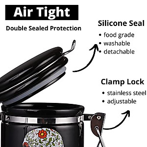 Sugar Skull Stash Jar Half Oz (250ml), Odor Smell Proof Jar Airtight Container Keep Herbs Fresh Storage, Flower Skull Bowl Bottle Holder - Goth Skull Decor Gothic Sugar Skull Gifts for Women -Black