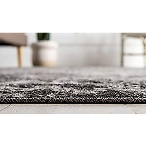Unique Loom Outdoor Botanical Collection Area Rug - Manchester (9' x 12' 2" Rectangle, Light Gray/ Black)