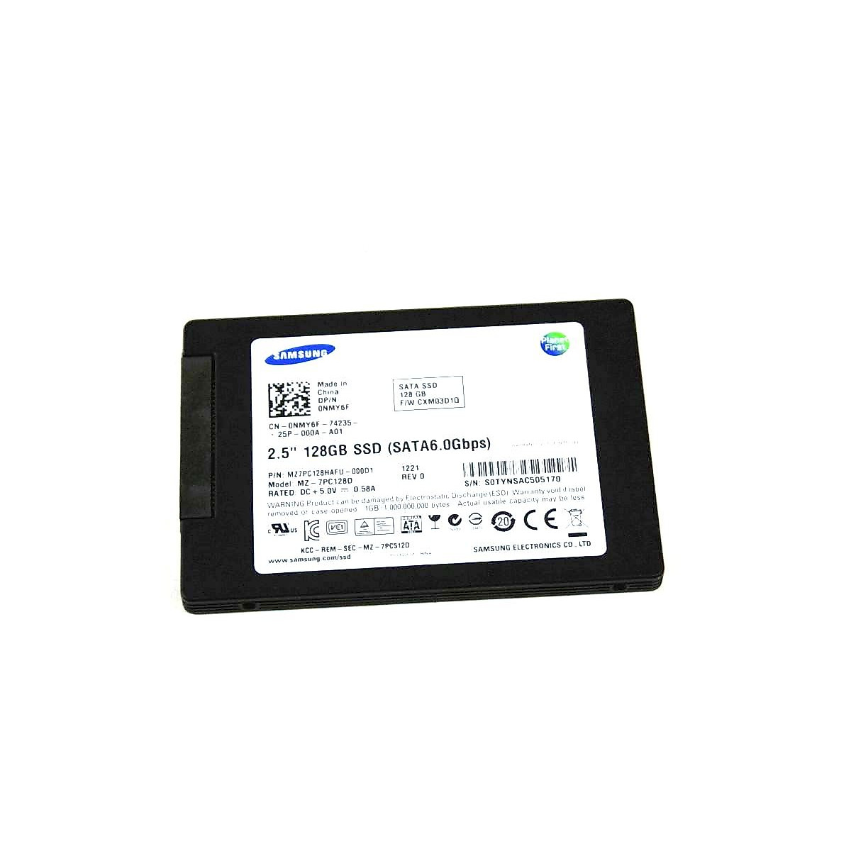 Genuine Samsung 2.5" 128GB SSD SATA 6.0Gbps Hard Drive MZ-7PC128D 0NMY6F MZ7PC128HAFU