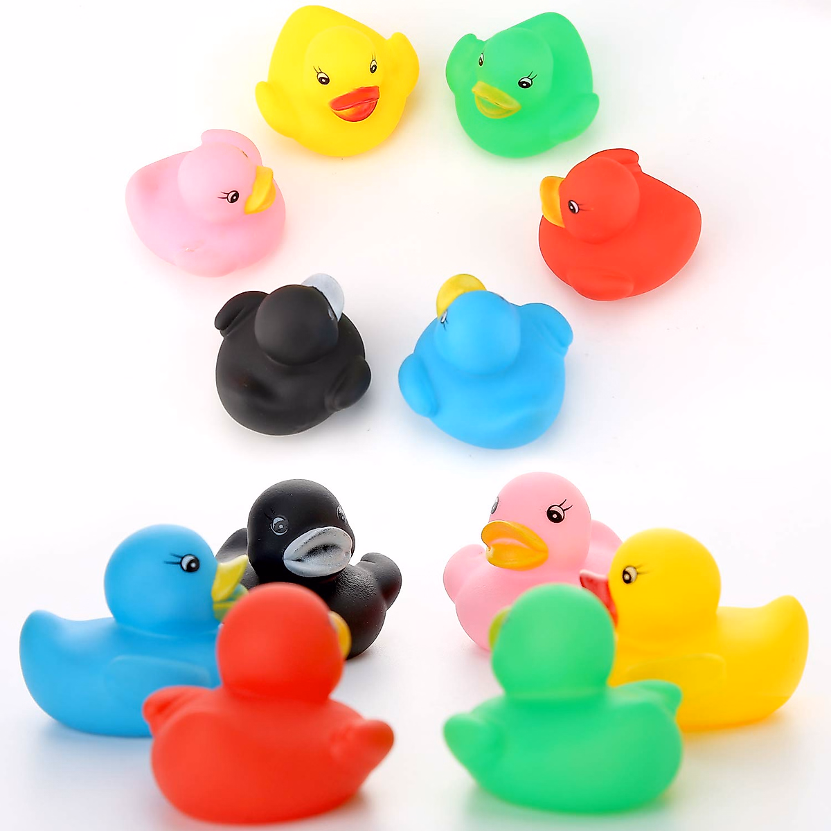 LUTER 48Pcs Rubber Ducky Bath Toy for Kids, Float and Squeak Mini Small Ducks Bathtub Toys for Shower/Birthday/Party Supplies (Multicolored)（3.5×3.5×3cm/1.4×1.4×1.2inch）