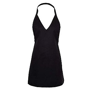 losofar Unisex Black Kitchen Chef V-neck Apron Adjustable Neck Straps Durable BBQ Cooking Works Aprons with Pockets (black)