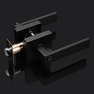 Probrico 6 Pack Matte Black Door Handles Heavy Duty Flat Square Privacy Interior Door Levers for Bedroom & Bathroom, Keyless Interior Handles for Left &Right Handled Doors