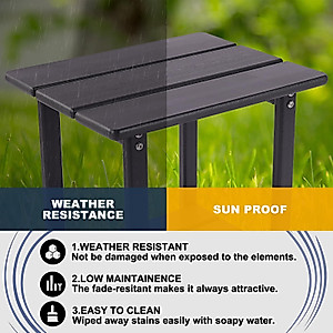 WORLDEEP Square Outdoor Side Table, Pool Outdoor Side Table for Patio, HDPE End Tables for Backyard, Pool, Indoor Outdoor Companion, Beach Table, Kids Picnic Table (Black, 18.5"×15")