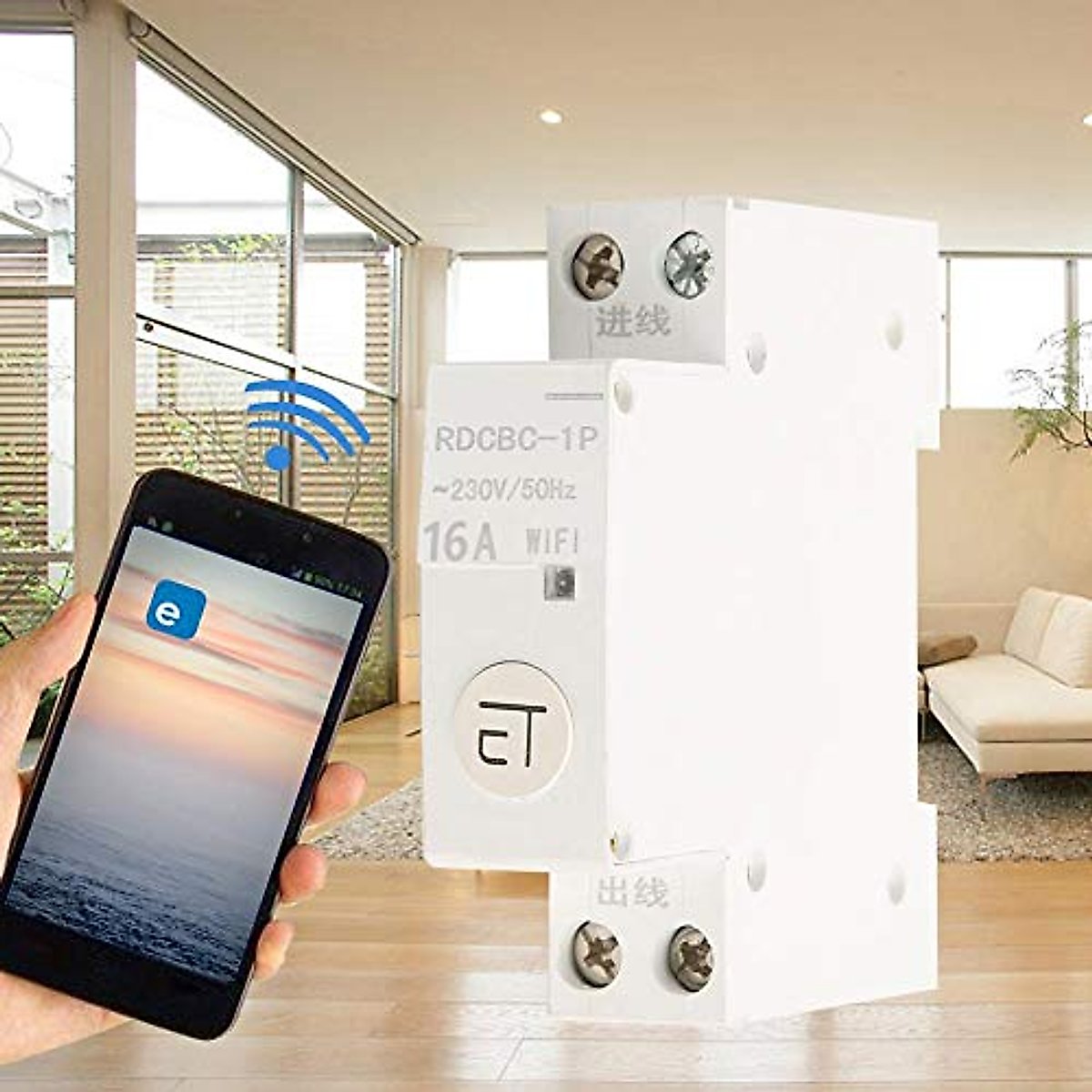 Smart Breaker 1P AC230V IP20 Intelligent Circuit Breaker Remote Control Miniature Circuit Breakers Switch Overload for Distribution Box (1P 16A)