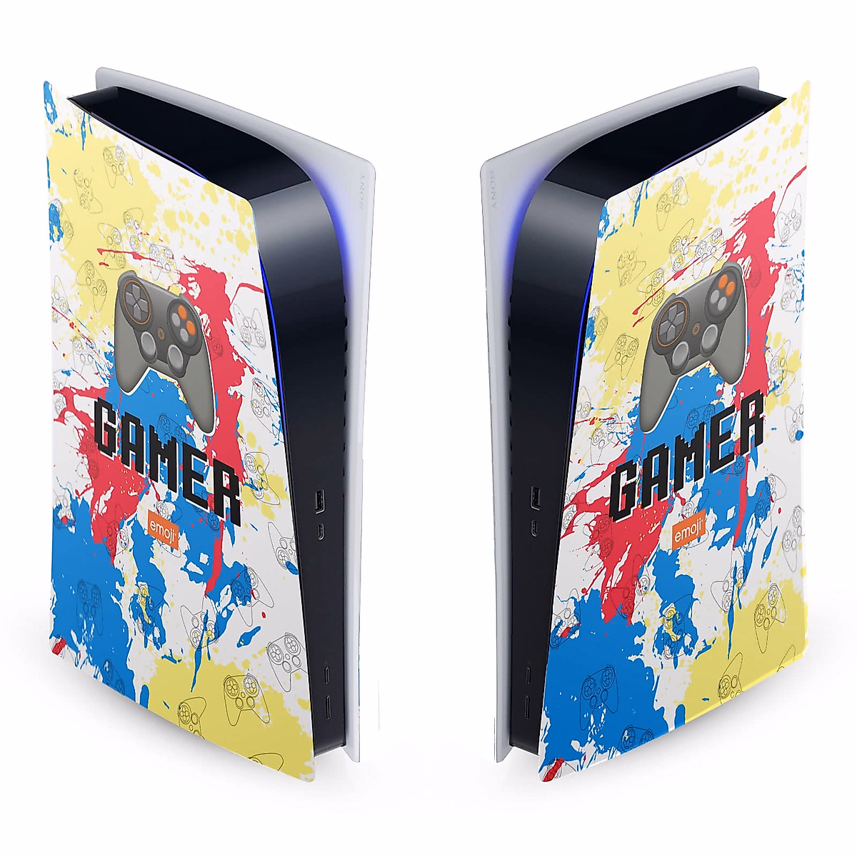 Head Case Designs Officially Licensed Emoji Gamer Art Patterns Vinyl Faceplate Sticker Gaming Skin Case Cover Compatible with Sony Playstation 5 PS5 Digital Edition Console