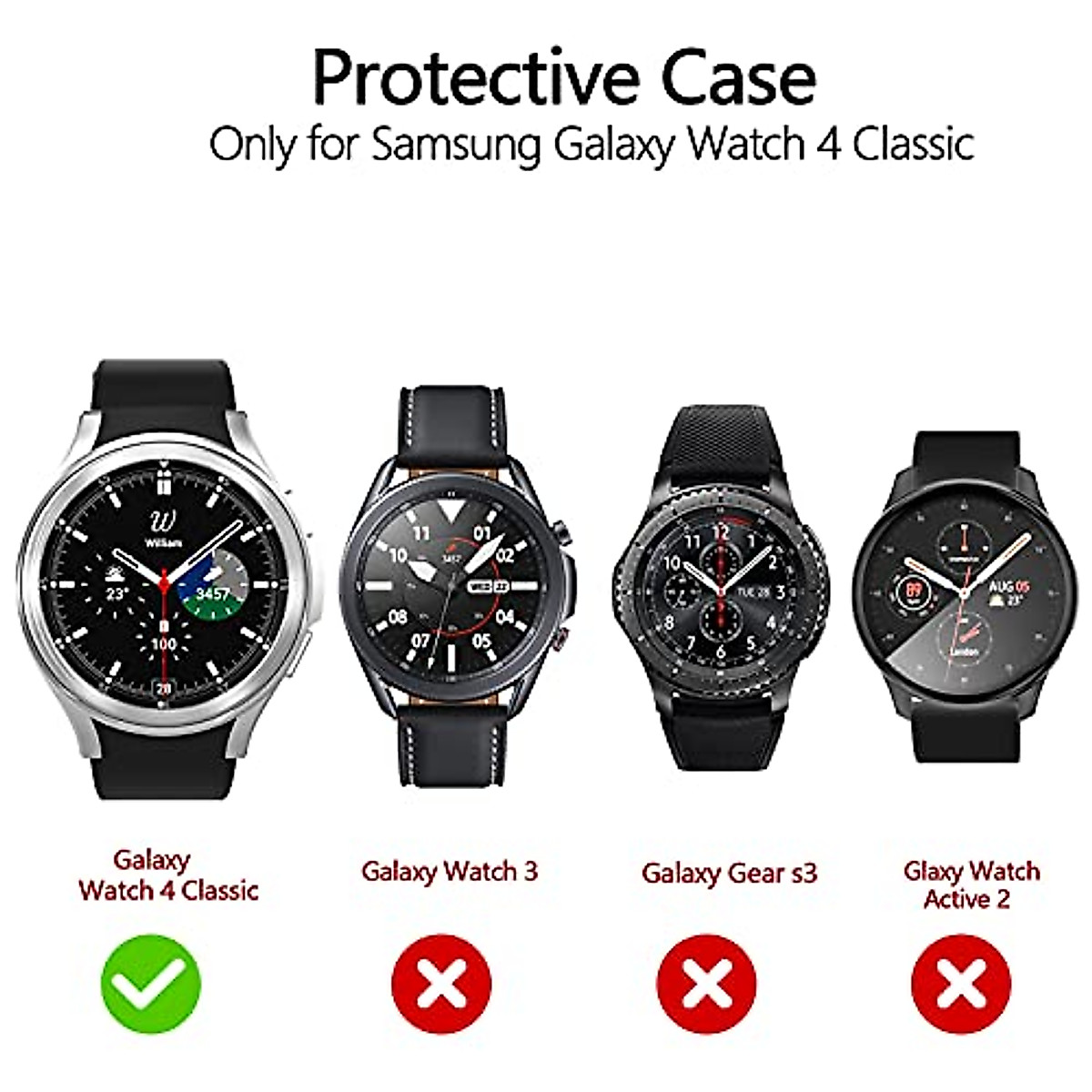[4+4 Pack] BHARVEST for Samsung Galaxy Watch 4 Classic 46mm Screen Protector and Case, 4 Packs Flexible TPU Frame Cover with 4 Sets Tempered Glass Protective Film for Galaxy Watch 4 Classic 46mm