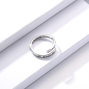 I am Enough Strong Inspirational Message Arrow Rings 925 Sterling Silver Sizeable Quote Wrap Ring Encouragement Jewelry for Women (C)