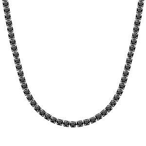 Richsteel Cubic Zirconia Tennis Chain for Men Women 18 Inch Black CZ Necklace Chain