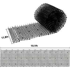 Hmdivor 118"x 11.8" Cat Scat Mat with Spikes, Prickle Strips Digging Stopper Outdoor Deterrent Mat for Indoor Garden Includes 8 Garden Staples