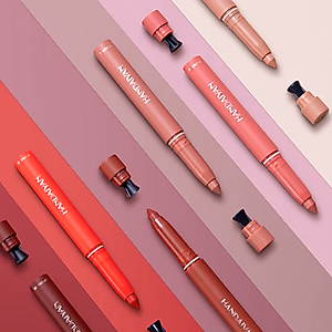 ZITIANY New Matte Crayon Lipstick with Free Sharpener, Mattes Velvet Lipstick Pencil Long Lasting Non Fading Lip Liner Lipstick, Gift For Women 1PC Coral
