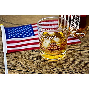 WATAKA Whiskey Decanter Set Engraved We the People American Flag with 2 Glasses for Liquor Scotch Bourbon or Wine