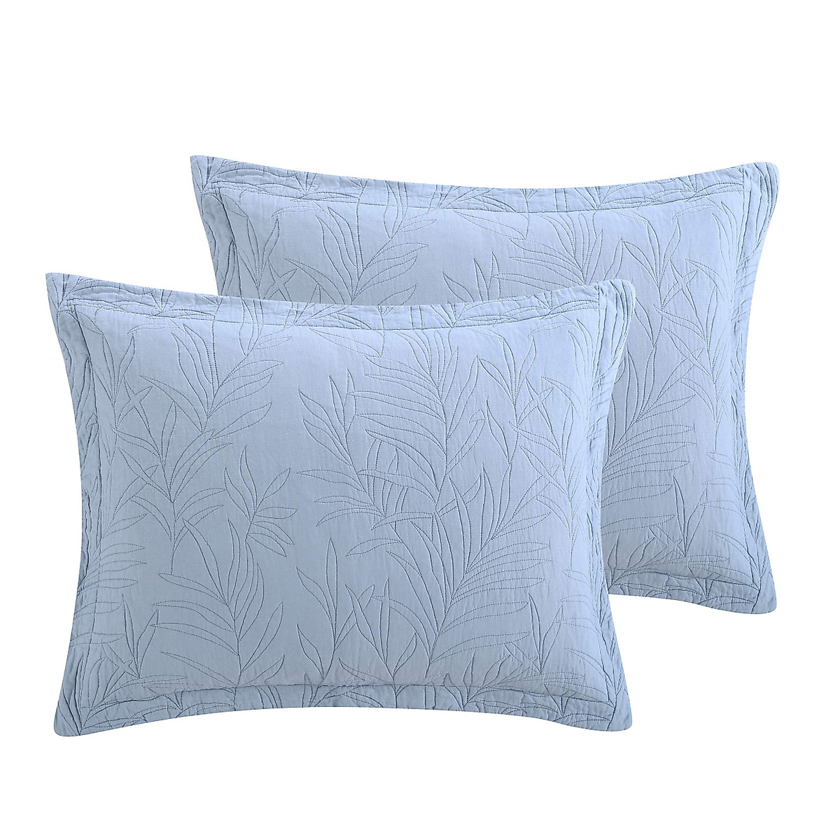 Tommy Bahama Home | Costa Sera Collection | 100% Soft Brushed Cotton, Pre-Washed for Softness, 2-Pack Standard Sham Set for Bedroom Décor, 21" x 27", Blue