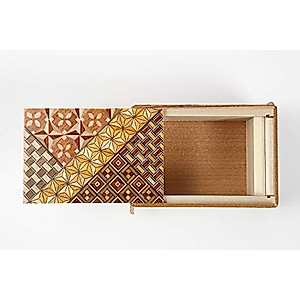 Hakone Yosegi 10 Steps, Japanese Puzzle Box, Wooden Puzzle Box, Brain-Teaser Box, prepaid Debit Cards, Secret Box, Hidden compartments for Children and Adults, Comes with a Gift Box (5in)