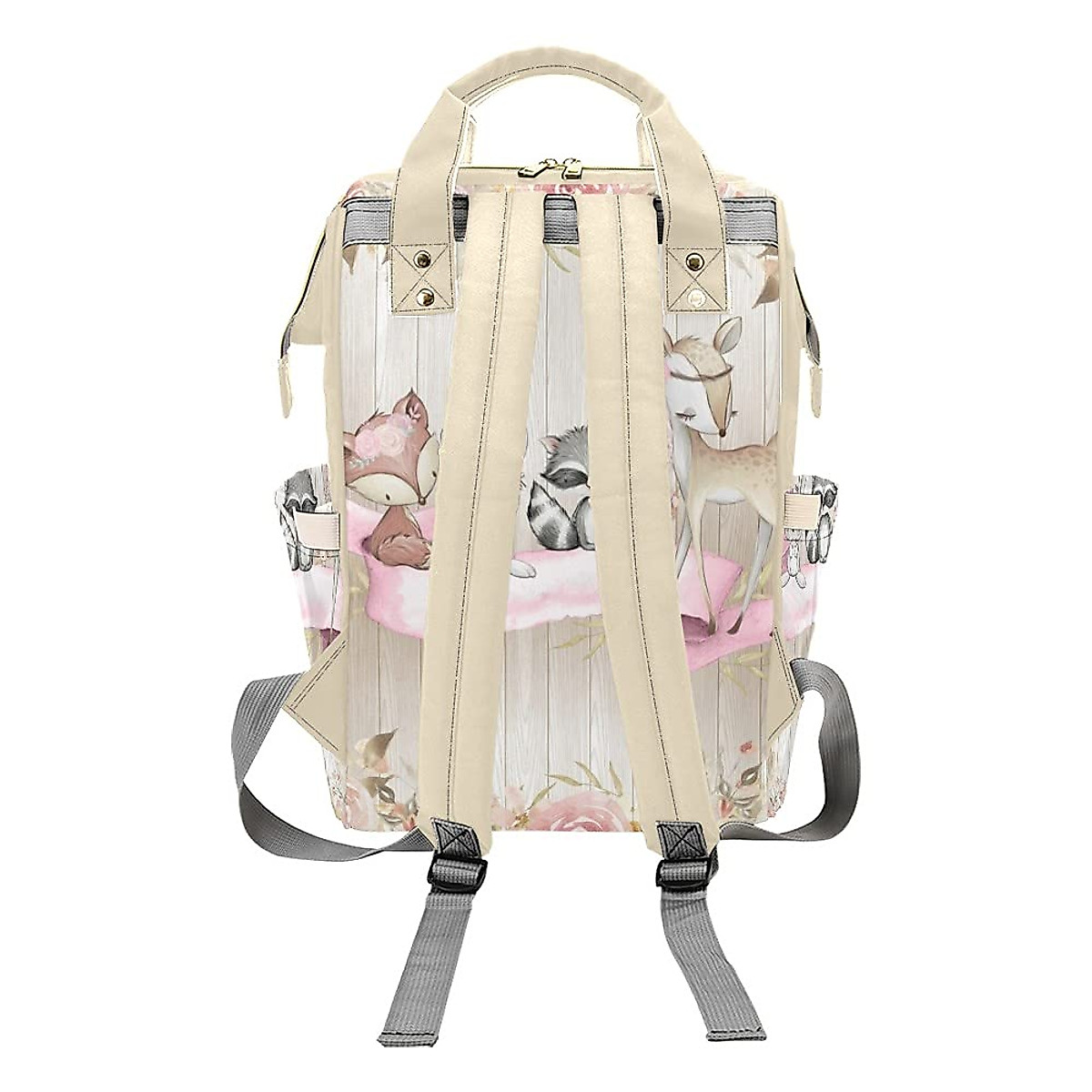 XOZOTY Woodland Forest Animal Diaper Bags Backpack Personalized Baby Bag Nursing Nappy Bag Travel Tote Bag Gifts