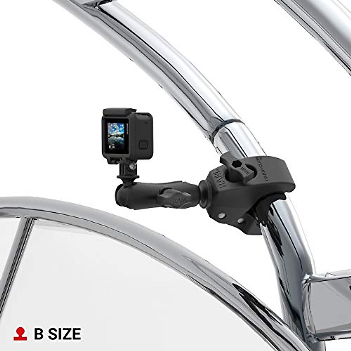 RAM Mounts RAP-B-404U Tough-Claw Medium Clamp Base with B Size 1" Ball for Rails 1" to 1.6" in Diameter
