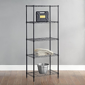 Amazon Basics 5-Shelf Adjustable Storage Shelving Unit, 200 Pound Loading Capacity per Shelf, Steel Organizer Wire Rack, 24 x 14 x 60 Inches (LxWxH), Black