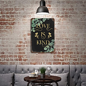 JPKIROZR retro Bible Verse Art Love Is Kind Eucalyptus tin sign metal poster wall plaque decoration bar cafe home garage cave club garden plant wall art minimalist decor, white-style-2, 11.8'x7.9'