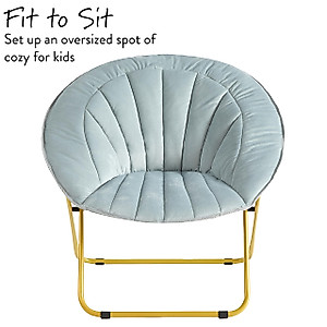 Urban Lifestyle Velvet Channel Stitch Saucer Chair, Grey