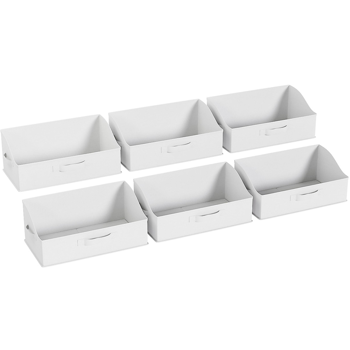 Ornavo Home 6 Pack Collapsible Trapezoid XLarge Storage Bins, Foldable Fabric Shelf Storage Basket Closet Organizer and Large Storage Box for Clothes with Handles, White