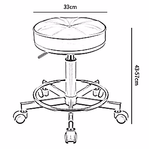 LWBLJX Round Roll Bar Stool with 360° Swivel Wheels, Beauty Salons Medical Counter Adjustable Chair, PU Leather and Stainless Steel Foot Pedals(Color:Gray)