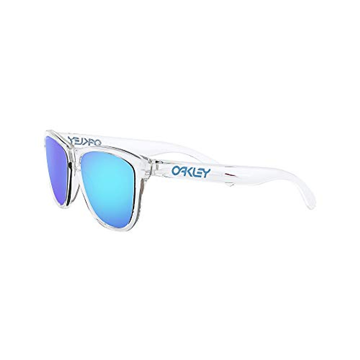 Oakley unisex adult Oo9245 Frogskins Low Bridge Fit Sunglasses, Crystal Clear/Prizm Sapphire, 54 mm US