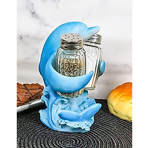 "Home Décor Accents" Dolphin Rising Above Sea Waves Hugging Salt And Pepper Shakers Holder - Home Accents 33-kl1-2163
