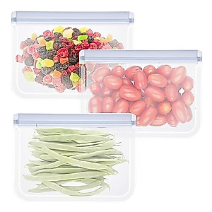 COMNICO Reusable Sandwich Bags 3 Pcs Thick Leakproof Freezer Silicone Bag Storage Lunch Bags Home Food Organization Containers for Marinate Meats Veggies Sandwich