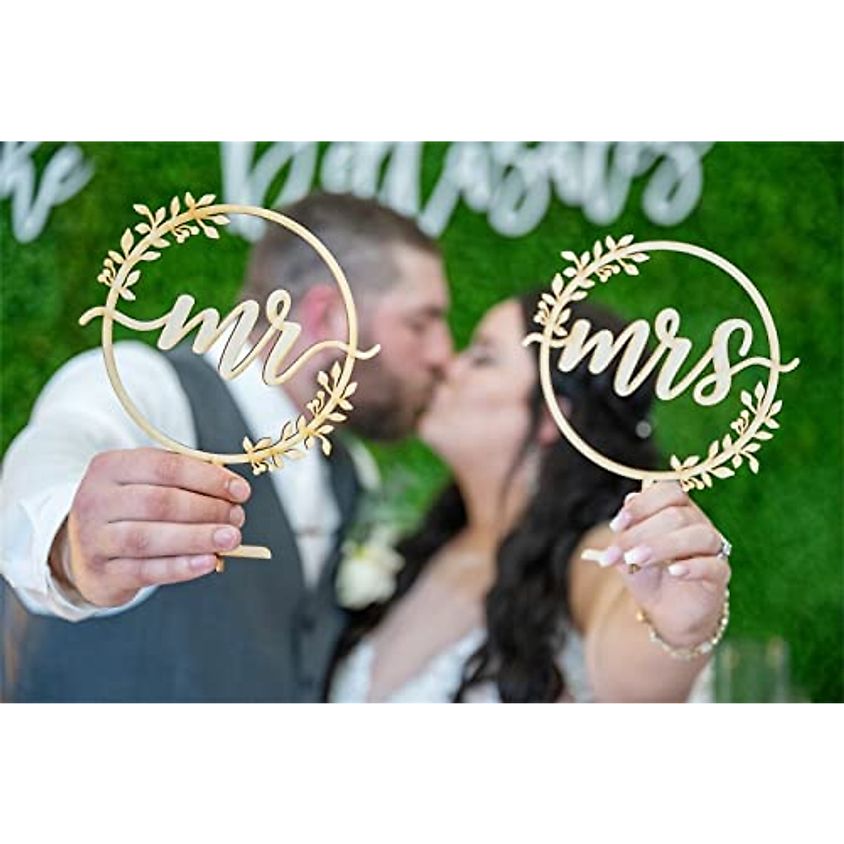 Mr and Mrs Wedding Sign for Rustic Just Married Party Table Decoration - Wooden