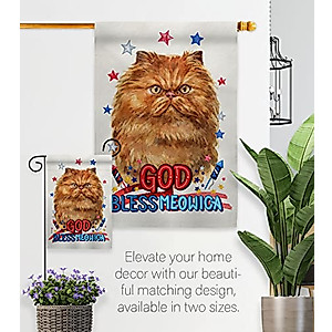 Breeze Decor Patriotic Tan Persian Garden Flag Set Wood Dowel Cat Kitten Meow Spoiled Paw Fur Pet Nature Farm Animal Creature House Banner Small Yard Gift Double-Sided, Made in USA