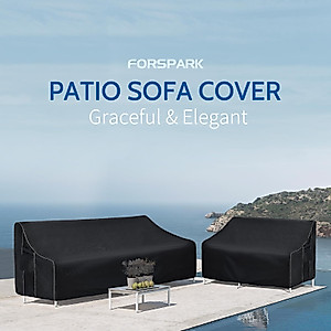 FORSPARK Patio Furniture Covers Waterproof, Heavy Duty Outdoor Loveseat Covers Fit up to 58 W x 40 D x 31 H inches Black