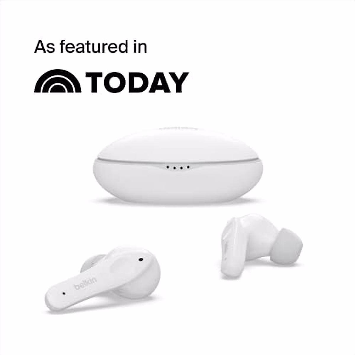 Belkin Soundform Nano - Bluetooth Earbuds for Kids with Built-in Microphone, 24H Battery Life, 85dB Safe Volume Limit - Kids Bluetooth Earbuds for iPhone, iPad, Galaxy & More - White