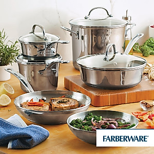 Farberware Millennium Stainless Steel Cookware Pots and Pans Set, 10 Piece