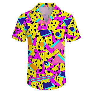 Men's 2 Piece Tracksuit Retro 80s 90s Graphics Hawaiian Shirt Shorts Button Down Shirt and Shorts Sets with Bucket Hats X-Large