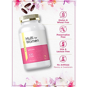 Carlyle Multivitamin for Women with Iron | 200 Softgel Capsules | Nutritional Support Supplement | Non-GMO, Gluten Free