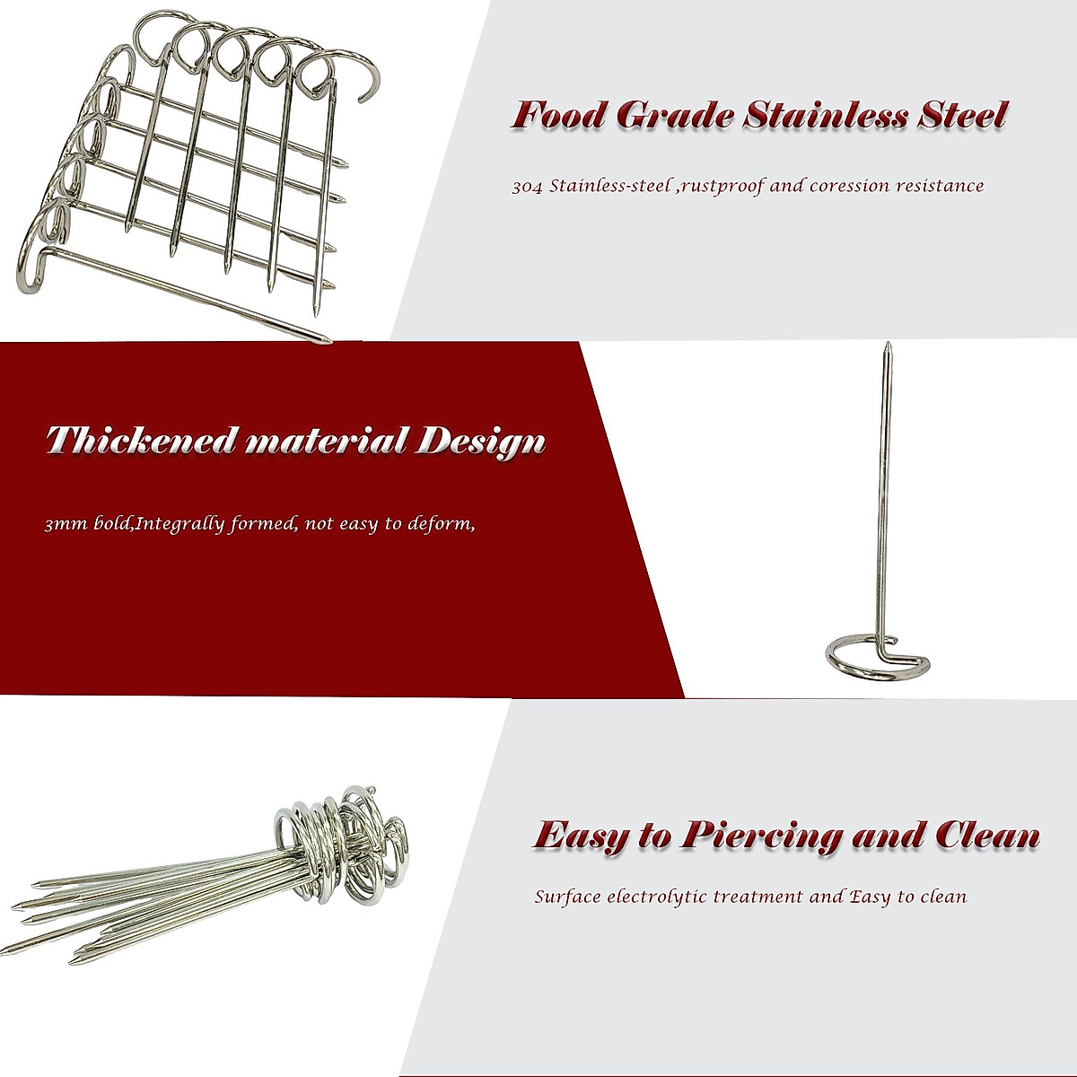 BBQ Vertical Skewers Sticks Stainless Steel Barbecue Grill Skewers for Air Fryer Stainless Steel Skewer Stand Air Fryer Grill Accessories