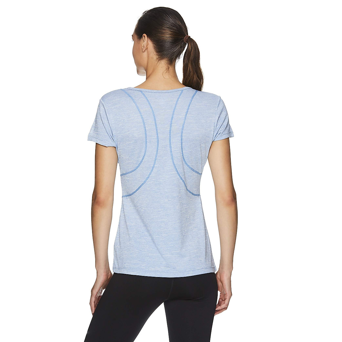 Reebok Womens Varigated Heathered Basic T-Shirt, Blue, Small