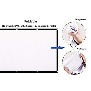 Projection Screen 120 Inch 16:9 HD Foldable Anti-Crease Portable Outdoor Indoor Projector Movies Screen Wall Mount for Home Theater Support Front and Rear Projection