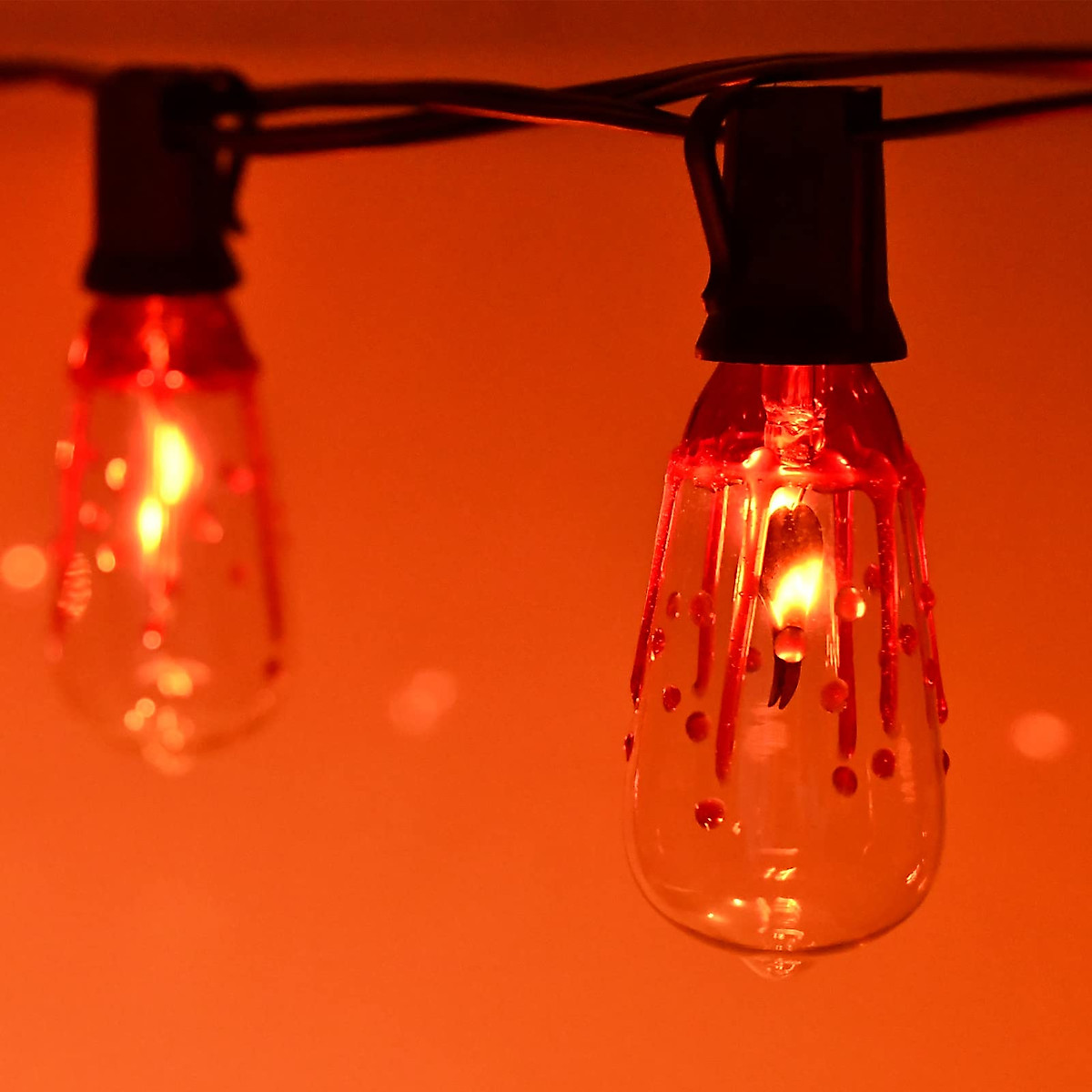 Pallerina Halloween Replacement Bulbs, Halloween Flicker Flame Light Bulbs, ST40 Blood Drop Light Bulbs with a Flickering Red Glow, Halloween Decorations 1 Watt E17 Base, 10 Pack