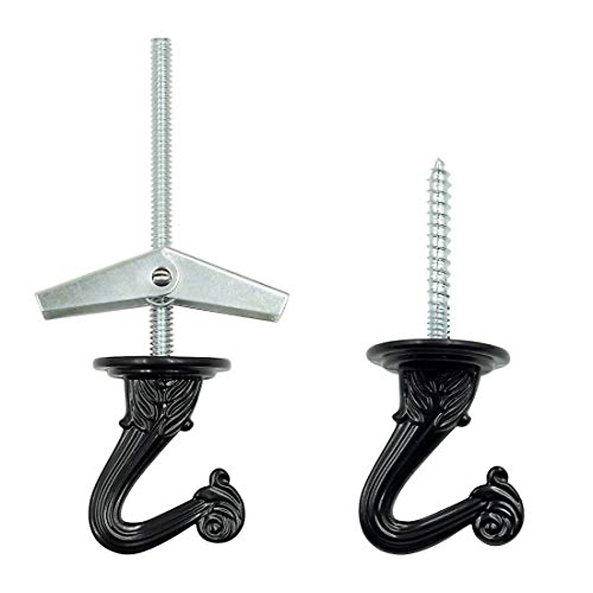 Hxchen 38mm/1.5" Ceiling Hooks - Heavy Duty Swag Hook with Steel Screws Bolts and Toggle Wings for Hanging Plants Ceiling Installation Cavity Wall Fixing Black - (2 Sets)
