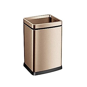 Indoor Trash can Stainless Steel Square Trash Can Large Capacity Garbage Bin Without Cover Modern Minimalist Trash Can for Kitchen Living Room Office Trash can (Color : Champagne-25L)